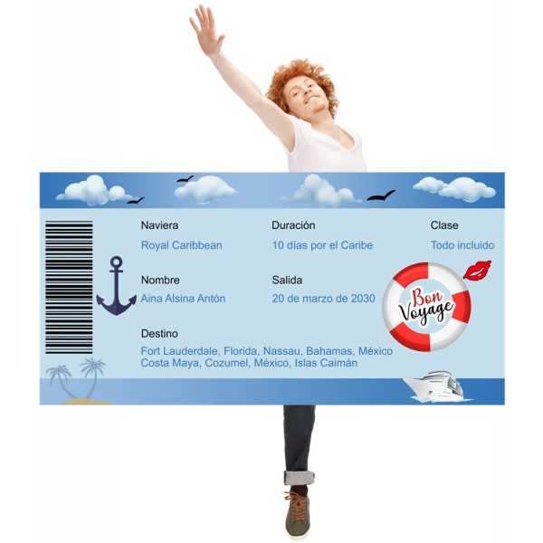 Tarjeta Embarque Crucero Gigante - Tu Fiesta Mola Mazo
